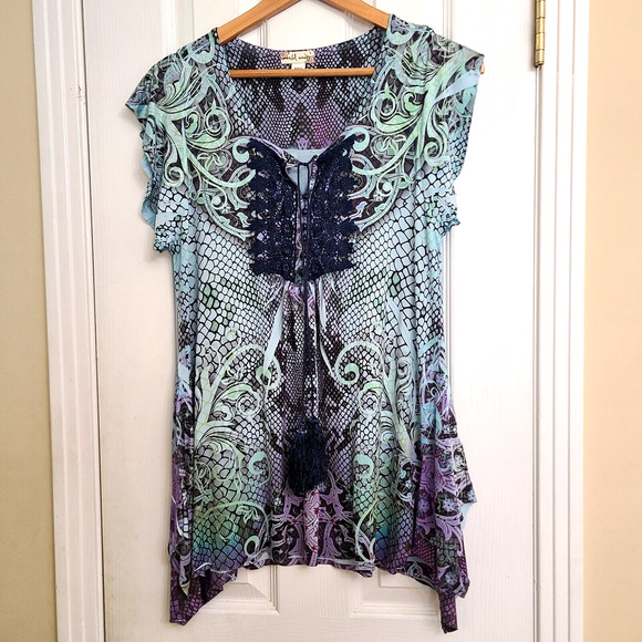 World unity | Tops | World Unity Womens Short Sleeve Tunic Top Teal ...